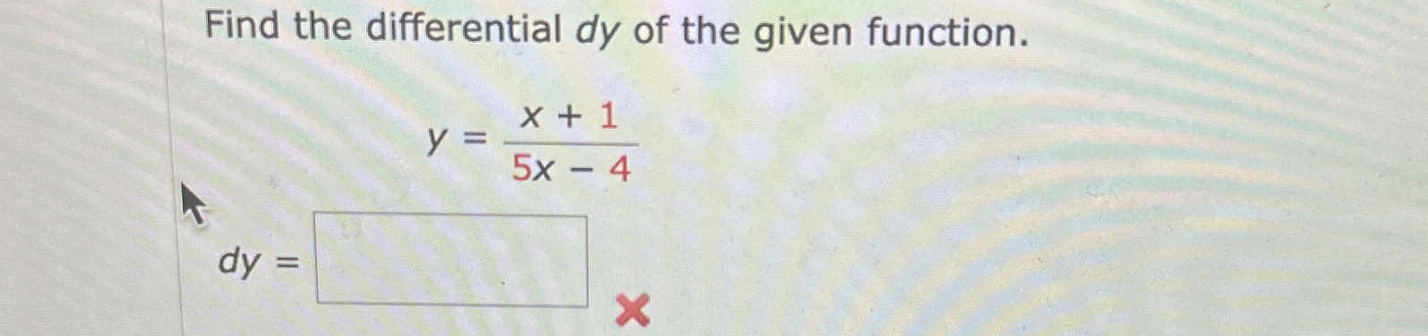 Solved Find the differential dy ﻿of the given | Chegg.com