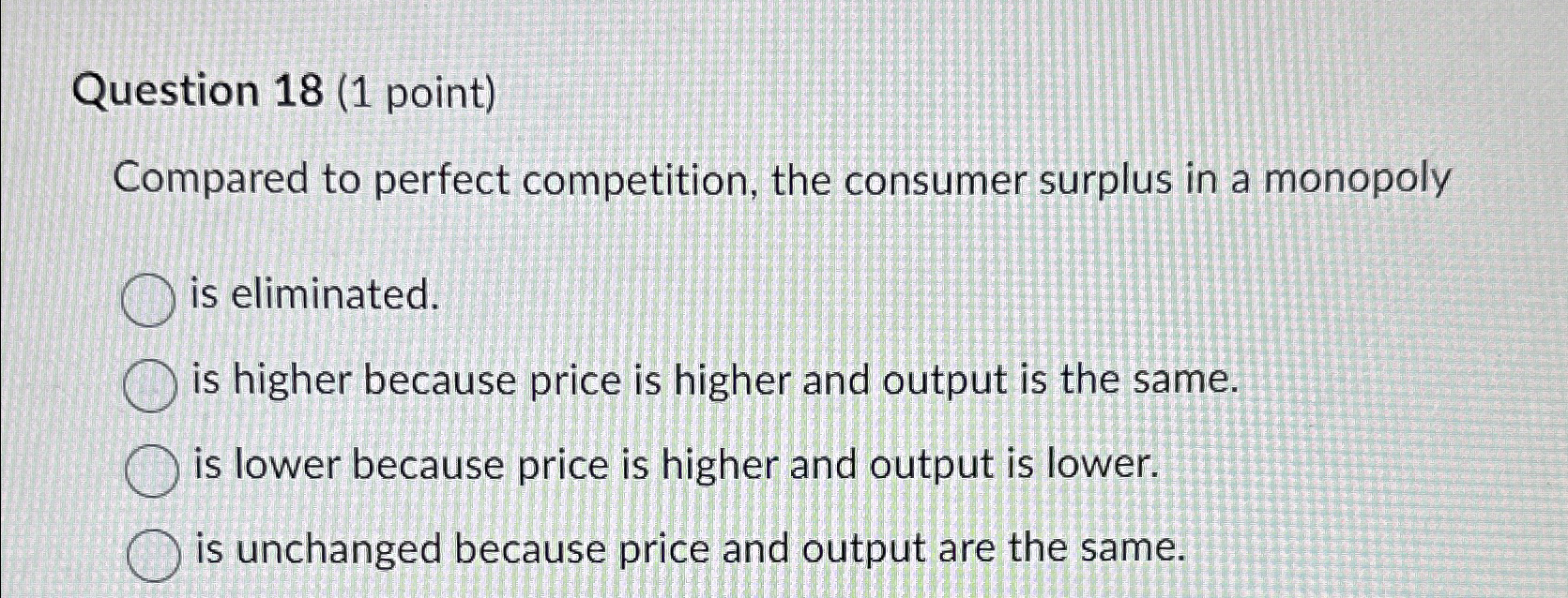 Solved Question 18 (1 ﻿point)Compared to perfect | Chegg.com