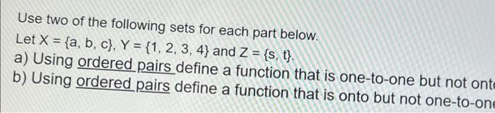 Solved Use two of the following sets for each part below. | Chegg.com