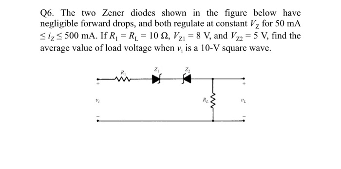Solved Q6. The two Zener diodes shown in the figure below | Chegg.com