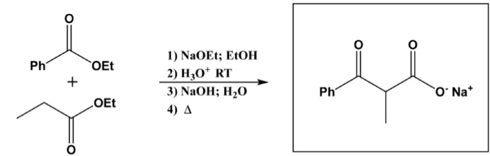 Solved O Ph OEt + 1) NaOEt; EtOH 2) H30+ RT 3) NaOH; HO 4) A | Chegg.com