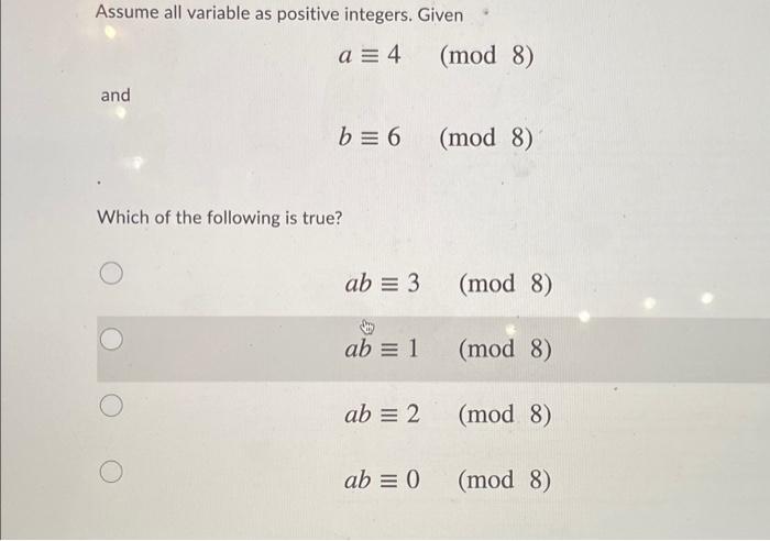Solved Assume all variable as positive integers. Given a = 4 | Chegg.com