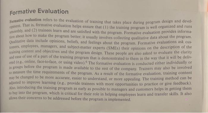 Solved Formative Evaluation Formative cvaluation refers to | Chegg.com
