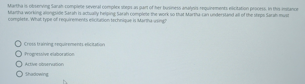 Solved Martha is observing Sarah complete several complex | Chegg.com