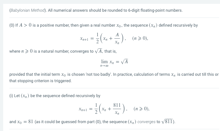 Solved (Babylonian Method). All numerical answers should be | Chegg.com