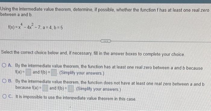 Solved Using the intermediate value theorem, determine, if | Chegg.com