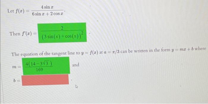 Solved Let f(x)=6sinx+2cosx4sinx. Then | Chegg.com