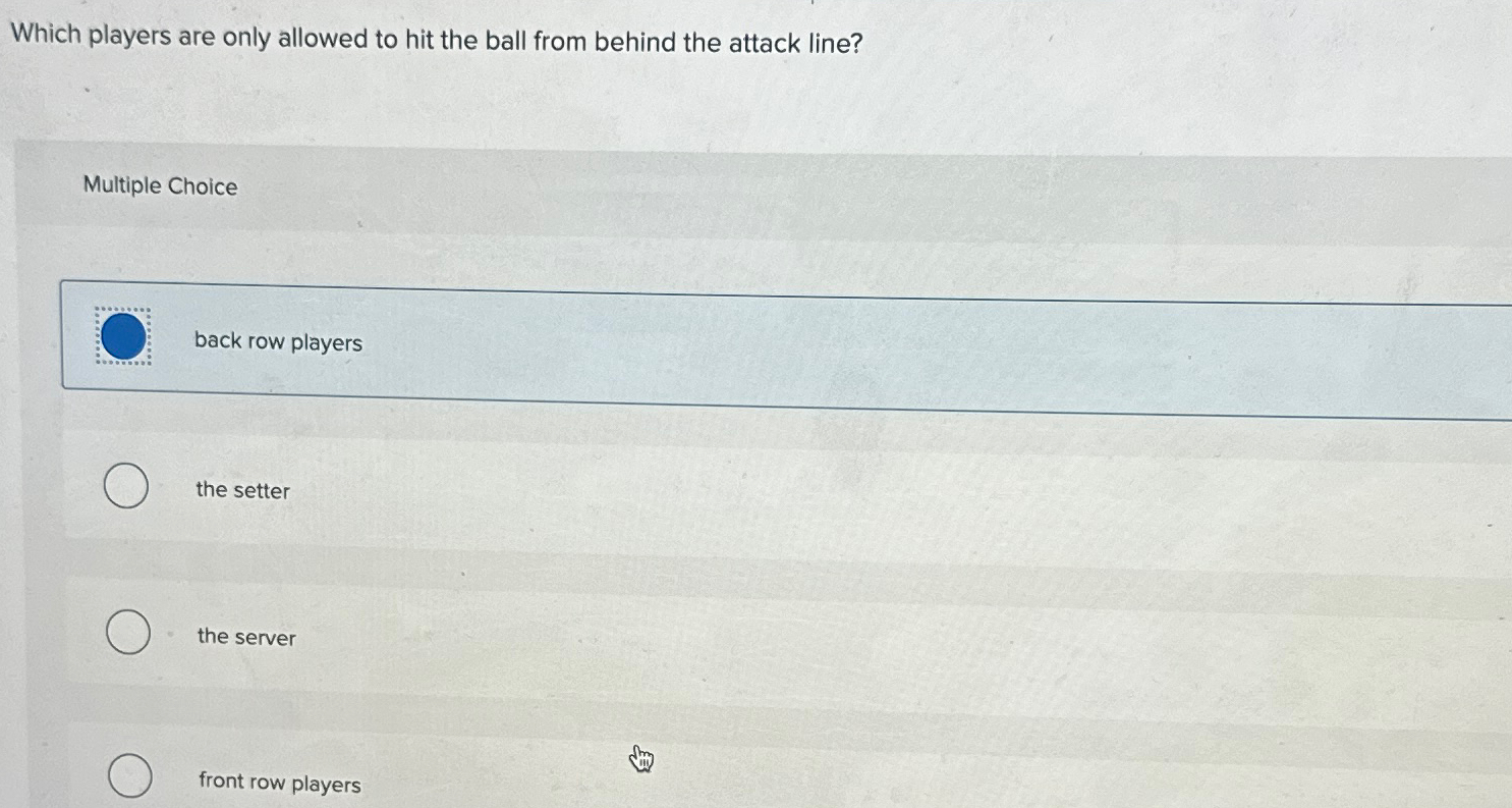 Solved Which players are only allowed to hit the ball from | Chegg.com