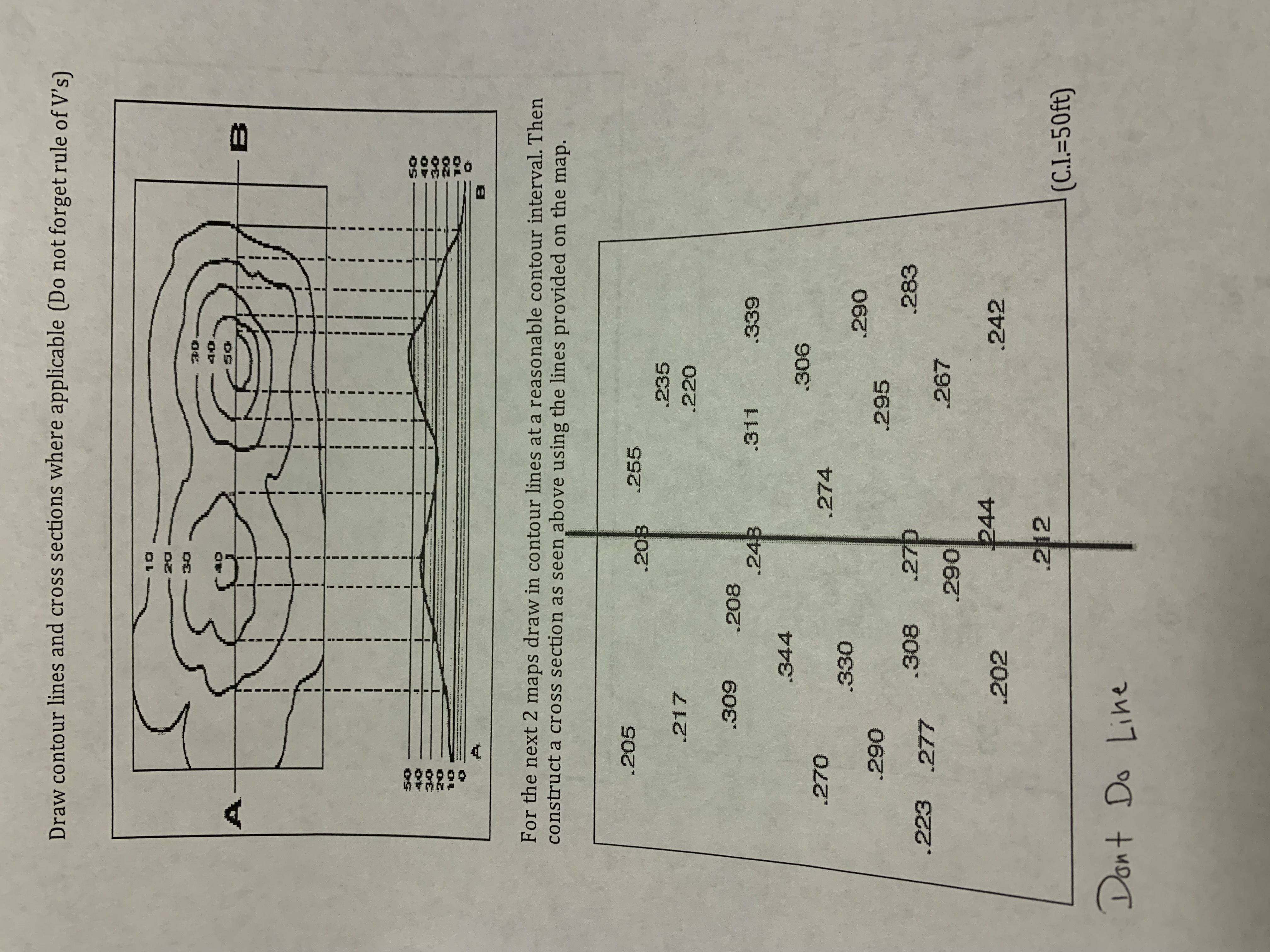Solved Draw Contour Lines And Cross Sections Where