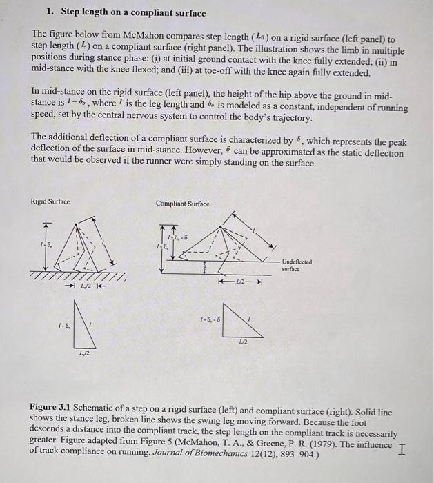 Solved 1. Step length on a compliant surface The figure | Chegg.com