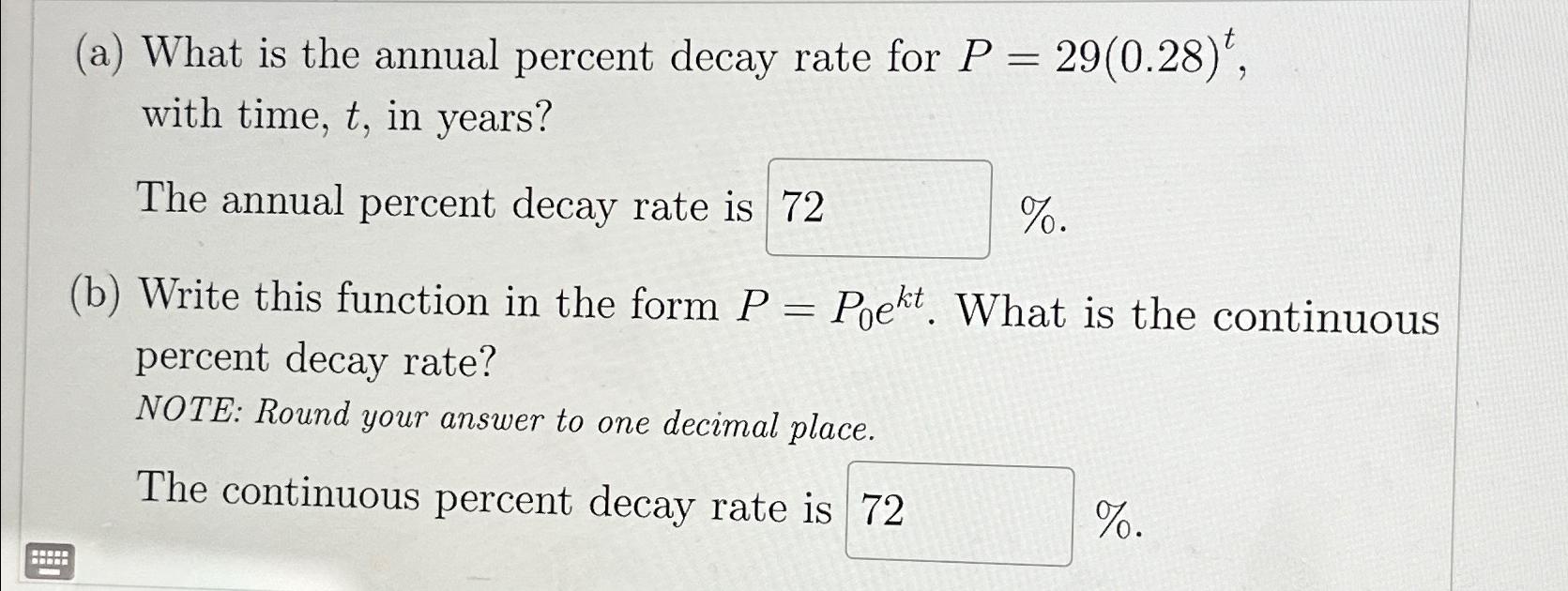 Solved (a) ﻿What is the annual percent decay rate for | Chegg.com