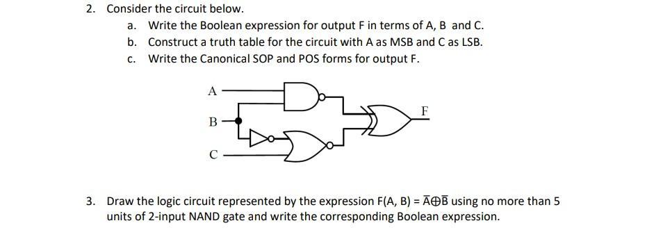 Solved 2. Consider the circuit below. a. Write the Boolean | Chegg.com