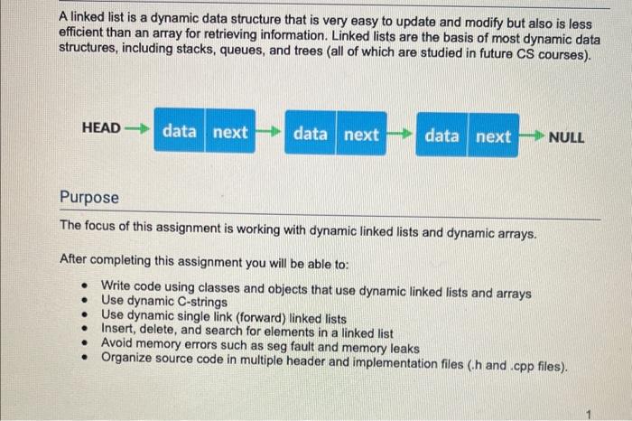 Solved A linked list is a dynamic data structure that is | Chegg.com