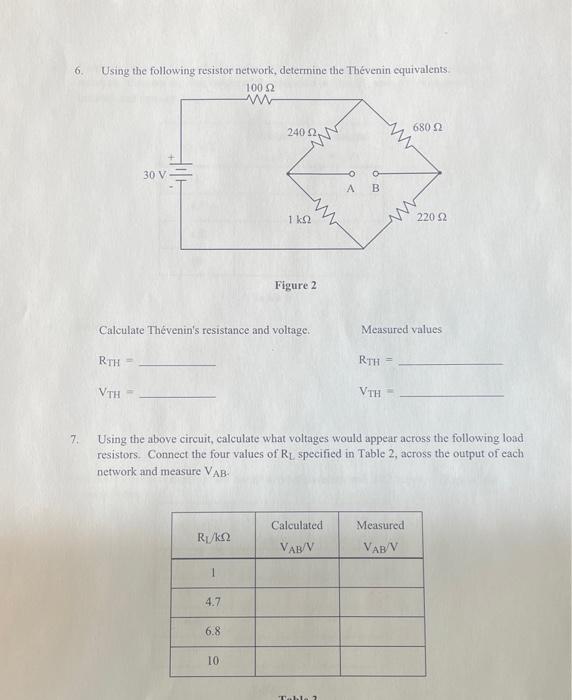 Solved 1. Using the following resistor network, determine | Chegg.com