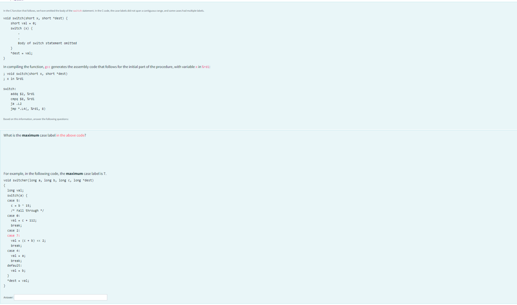 In the C function that follows, we have omitted the | Chegg.com