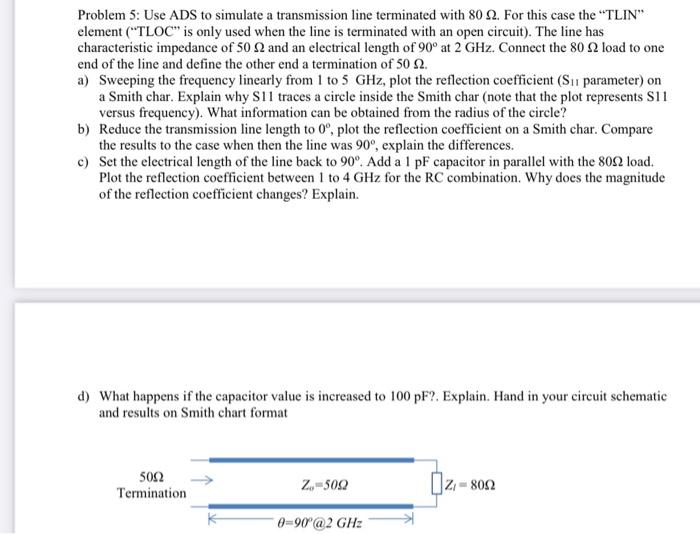 Problem 5: Use ADS to simulate a transmission line | Chegg.com