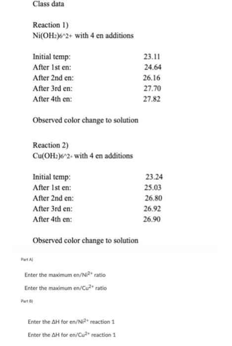 Solved Reaction 1) Ni(OH2)6∧2+ with 4 en additions Observed | Chegg.com