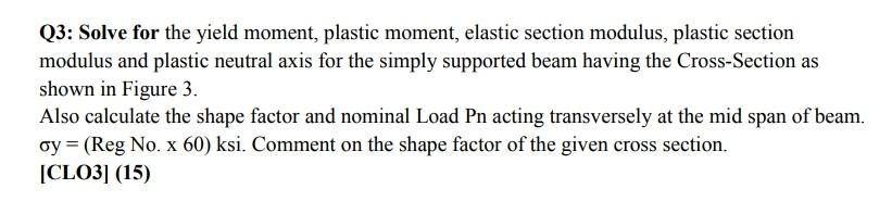 Solved Q3: Solve for the yield moment, plastic moment, | Chegg.com