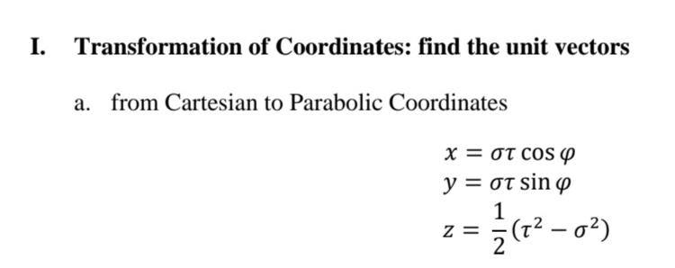 I. Transformation of Coordinates: find the unit | Chegg.com