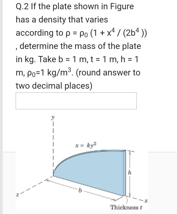 Solved Q.2 If the plate shown in Figure has a density that | Chegg.com