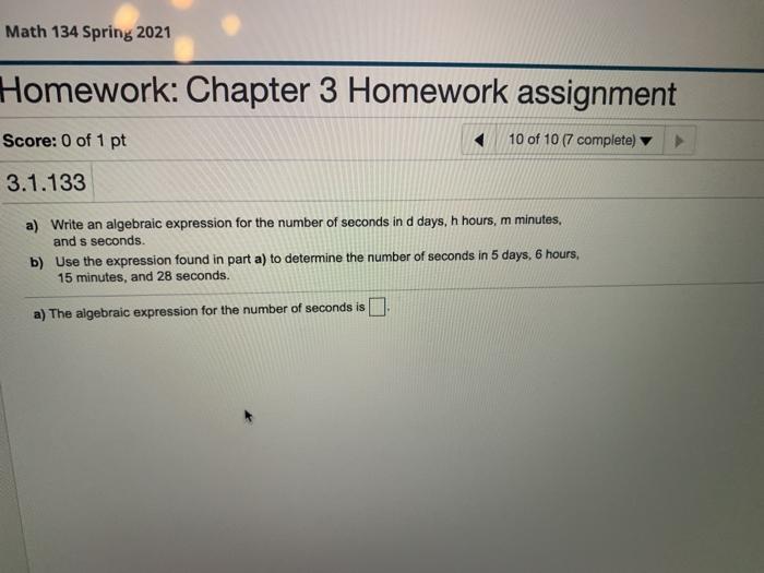 Solved Math 134 Spring 2021 Homework: Chapter 3 Homework | Chegg.com