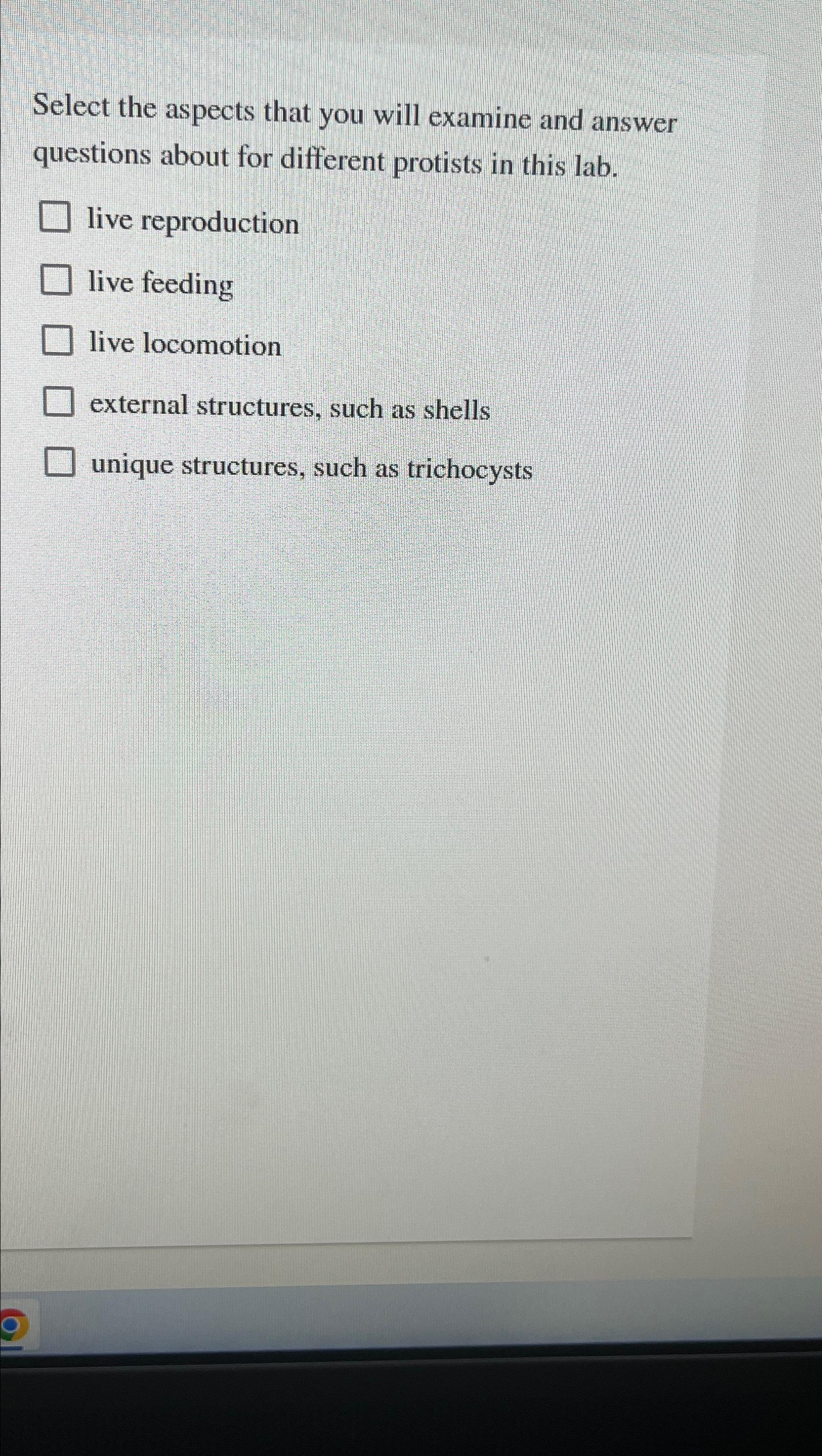 Solved Select the aspects that you will examine and answer | Chegg.com