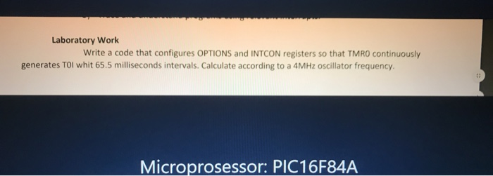 Solved Laboratory Work Write a code that configures OPTIONS | Chegg.com