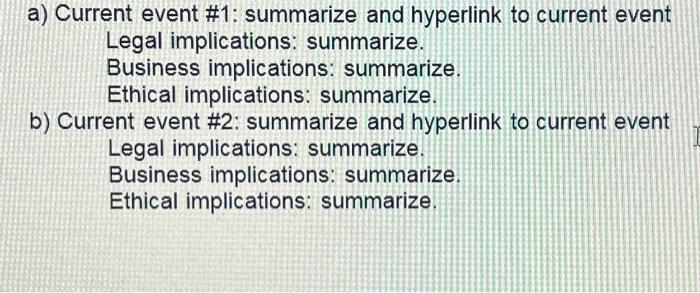 fully explain (2) diffrent current events from this | Chegg.com