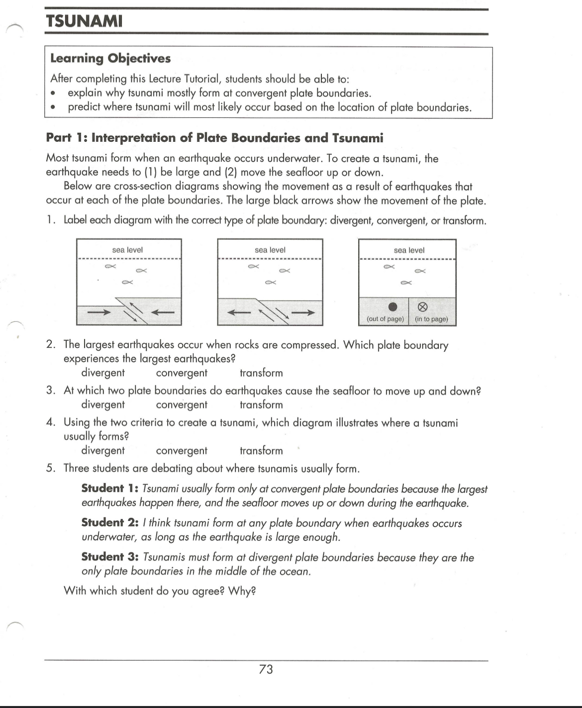 Solved TSUNAMILearning ObjectivesAfter completing this | Chegg.com