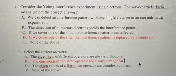 Solved 1. Consider the Young interference experiment using | Chegg.com