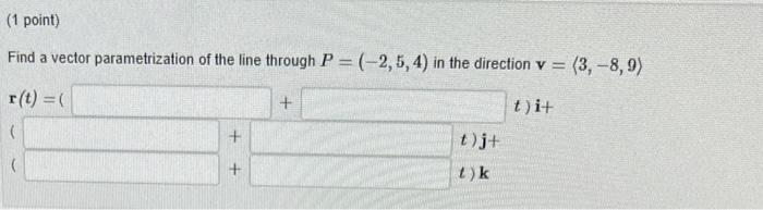 Solved Find a vector parametrization of the line through | Chegg.com
