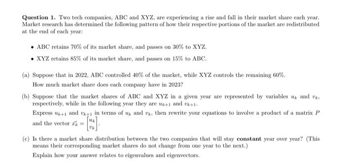 Solved Question 1. Two tech companies, ABC and XYZ, are | Chegg.com