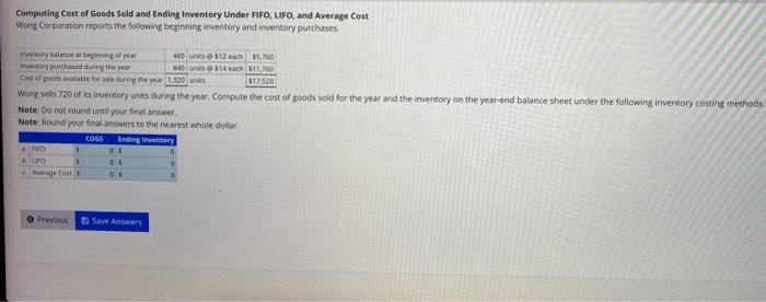 Solved Computing Cost of Goods Sold and Ending Inventory | Chegg.com