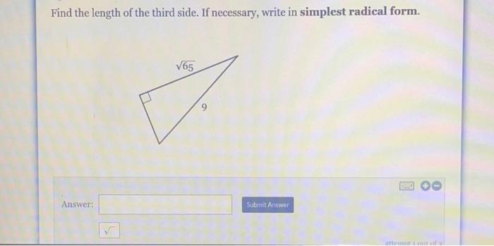 Solved Find the length of the third side. If necessary, | Chegg.com