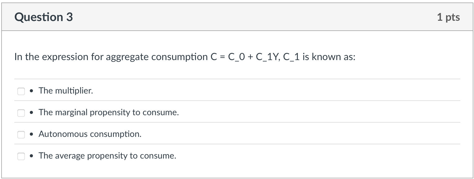 Solved Question 3In the expression for aggregate consumption | Chegg.com