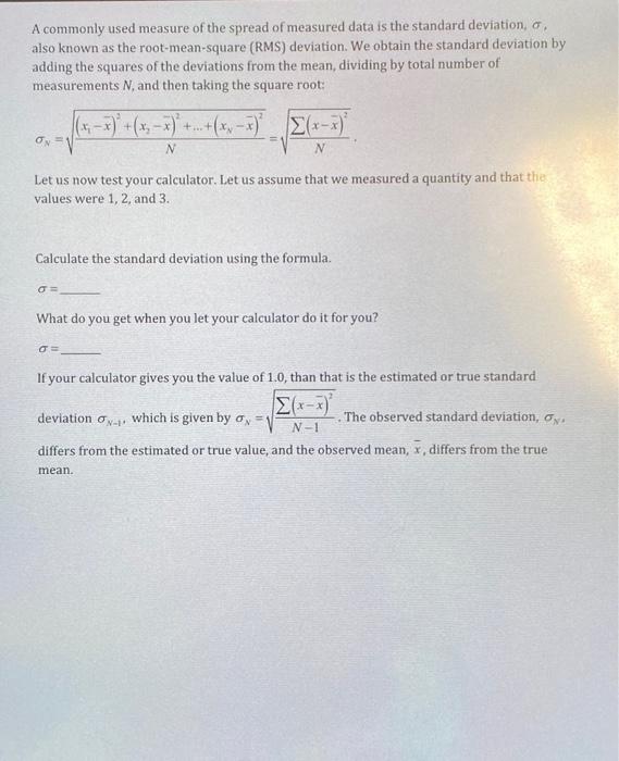Solved PROPAGATION OF ERRORS AND STANDARD DEVIATION | Chegg.com