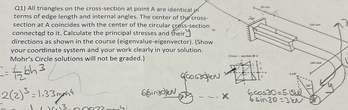 Solved Q1) ﻿All triangles on the cross-section at point A | Chegg.com