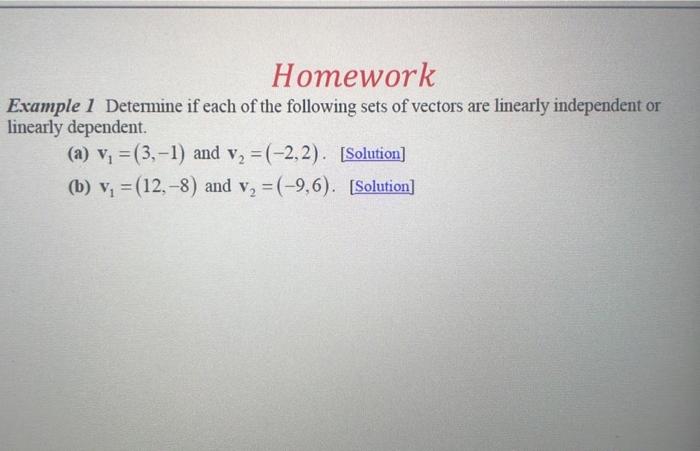Solved Example 1 Determine if each of the following sets of | Chegg.com