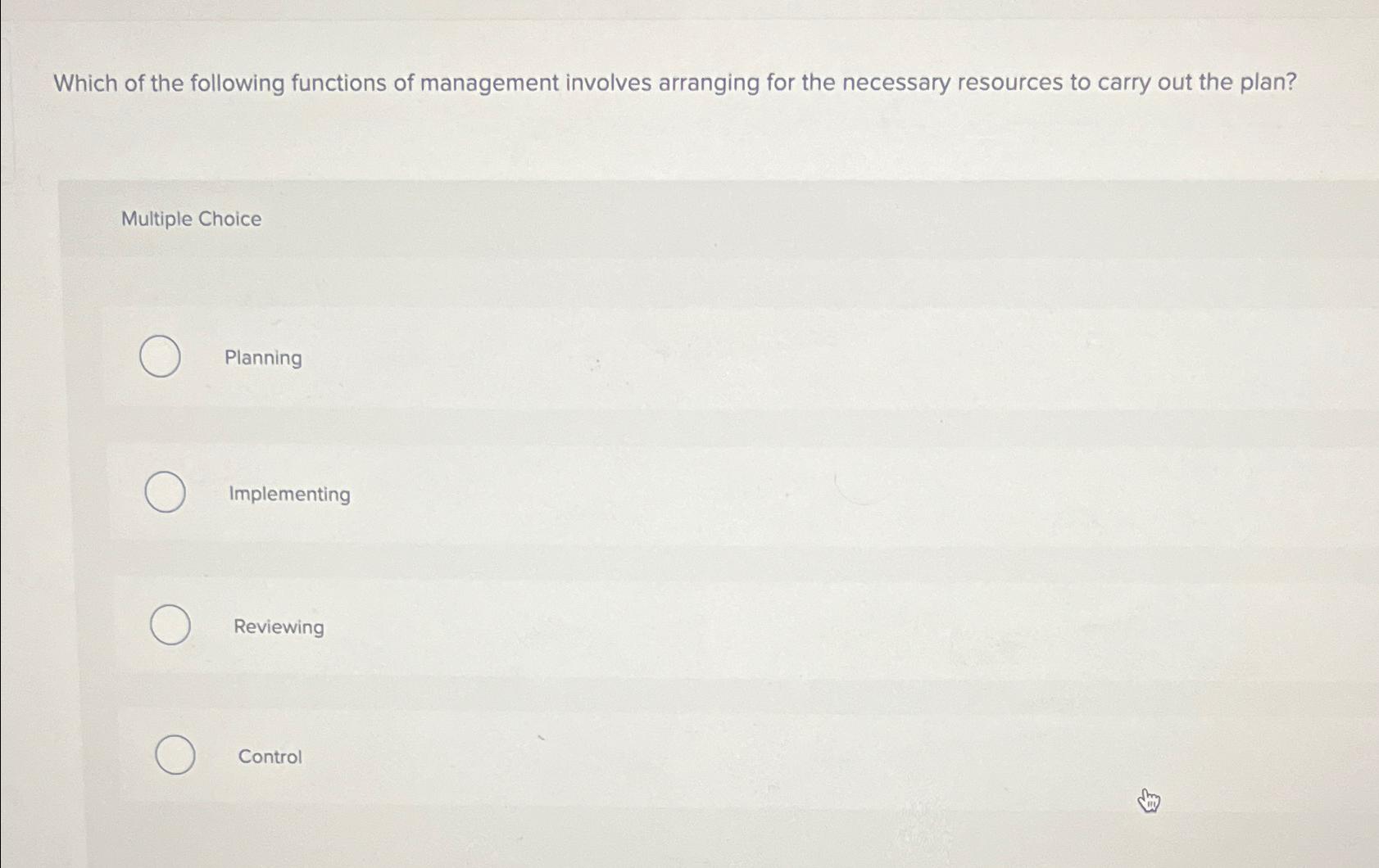 Solved Which of the following functions of management | Chegg.com