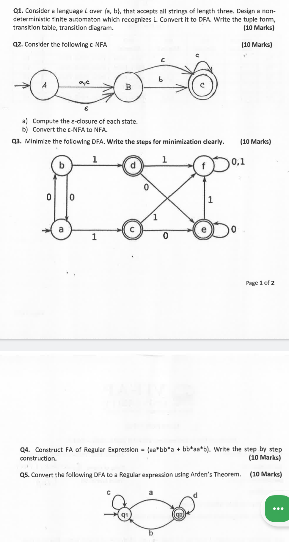 Solved Subject: Theory of computation Please send me all | Chegg.com