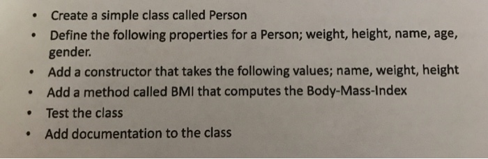 Solved . Create a simple class called Person Define the | Chegg.com