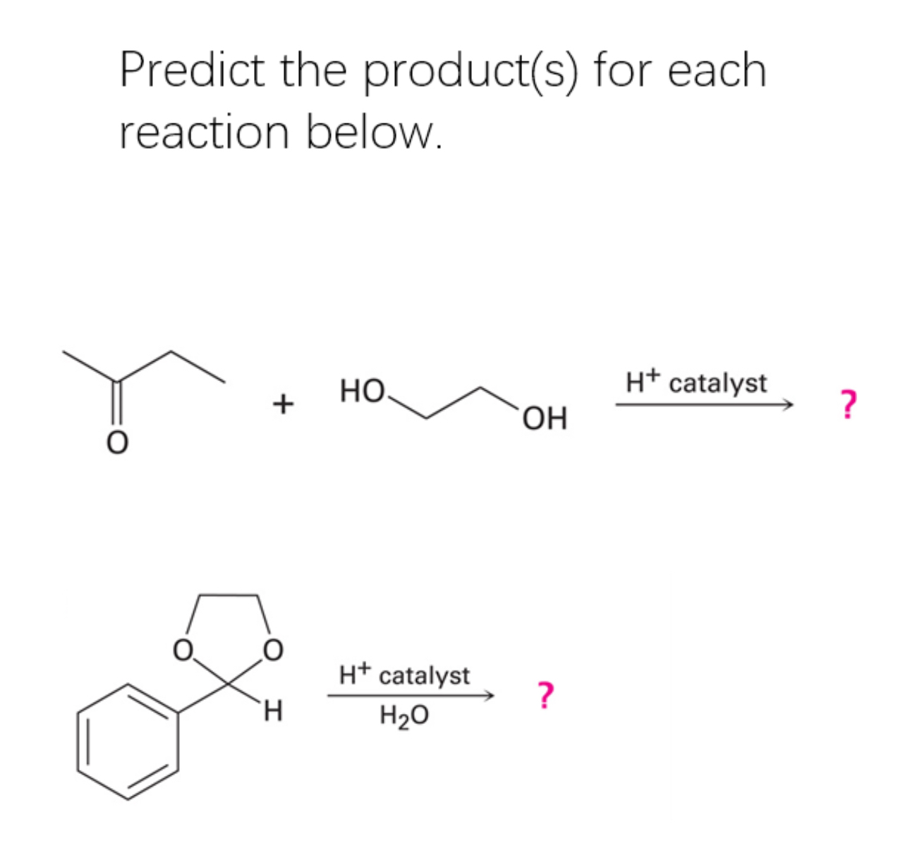 Solved Predict the product(s) ﻿for each reaction below.+? | Chegg.com