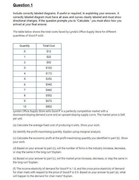 Solved Question 1 Include correctly labeled diagrams, if | Chegg.com