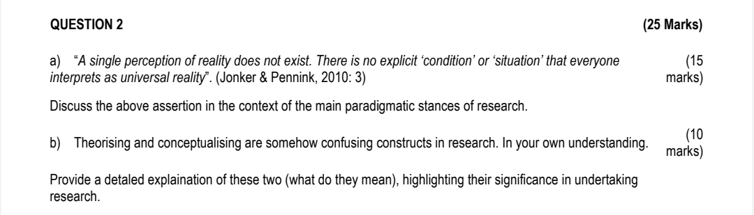 Solved QUESTION 2(25 ﻿Marks)a) ﻿"A single perception of | Chegg.com