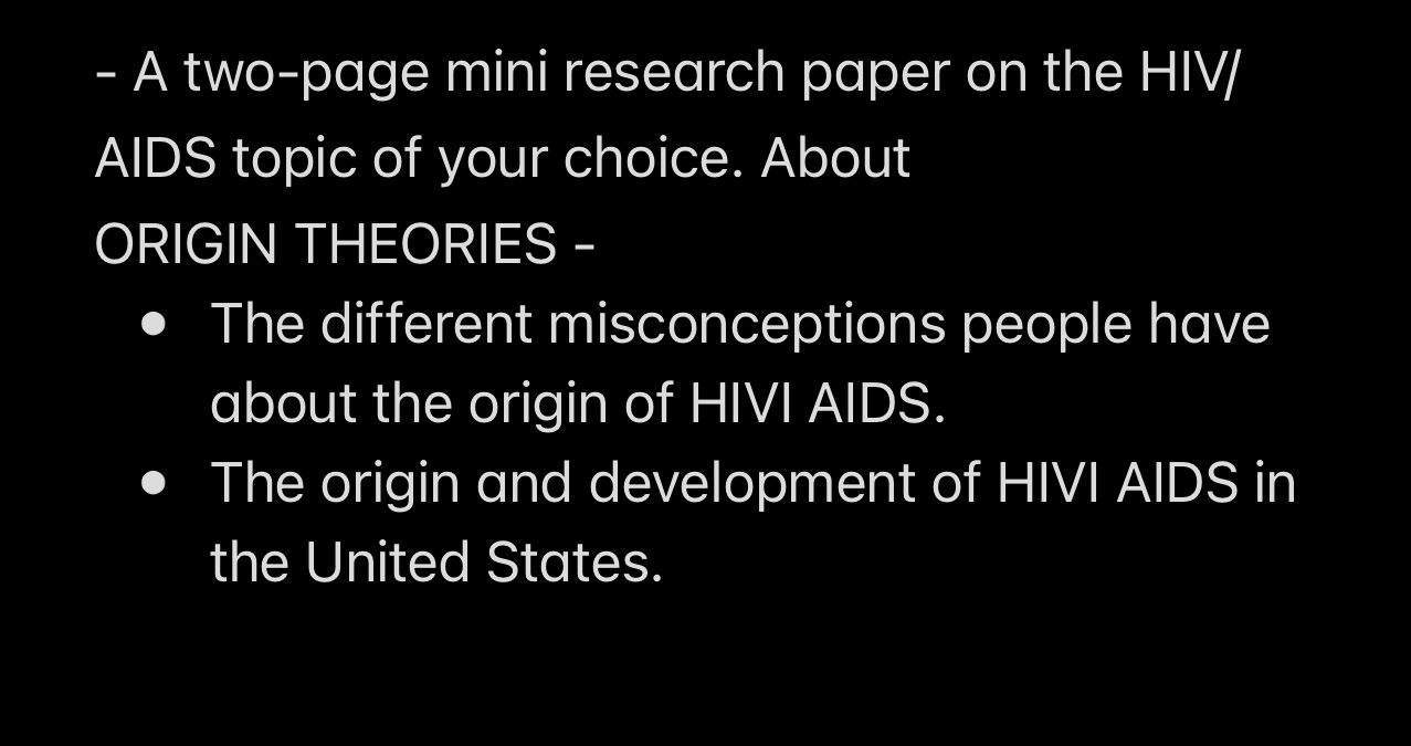 Solved A two-page mini research paper on the HIVI AIDS topic | Chegg.com