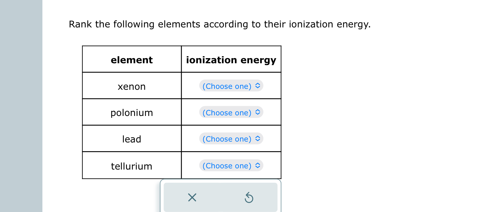 Solved Rank the following elements according to their | Chegg.com