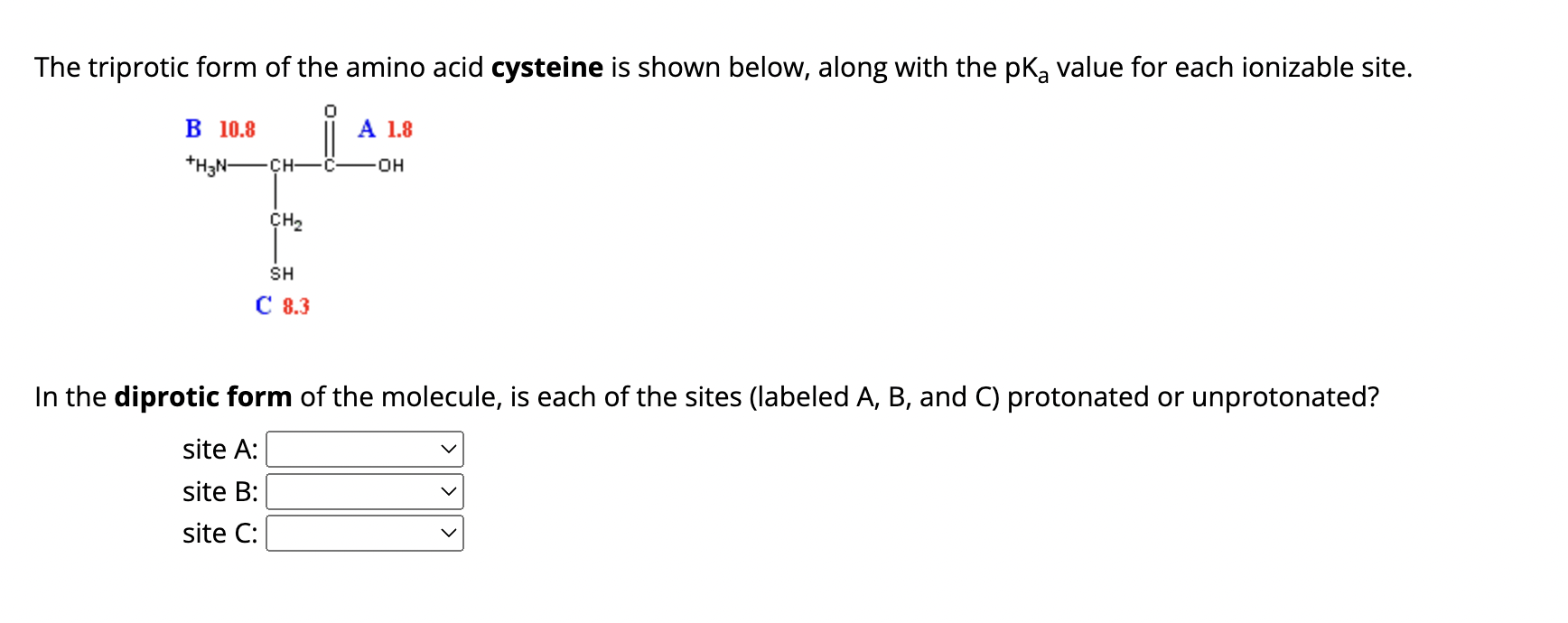Solved The triprotic form of the amino acid cysteine is | Chegg.com