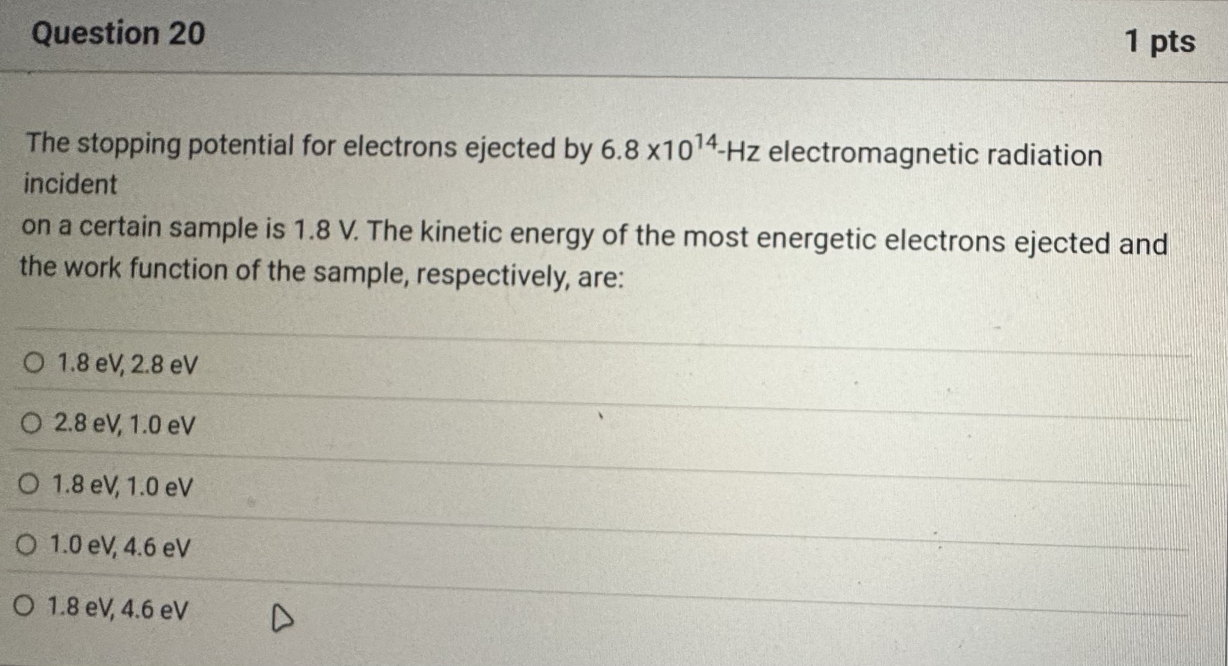 Solved The stopping potential for electrons ejected | Chegg.com
