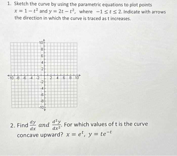 Solved 1. Sketch the curve by using the parametric equations | Chegg.com