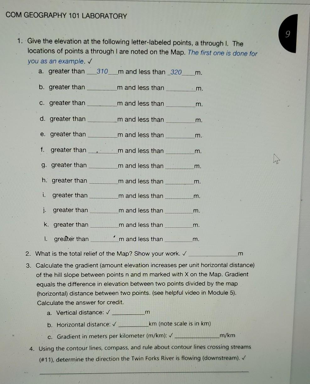 Solved COM GEOGRAPHY 101 LABORATORY Exercise 3: Determining | Chegg.com